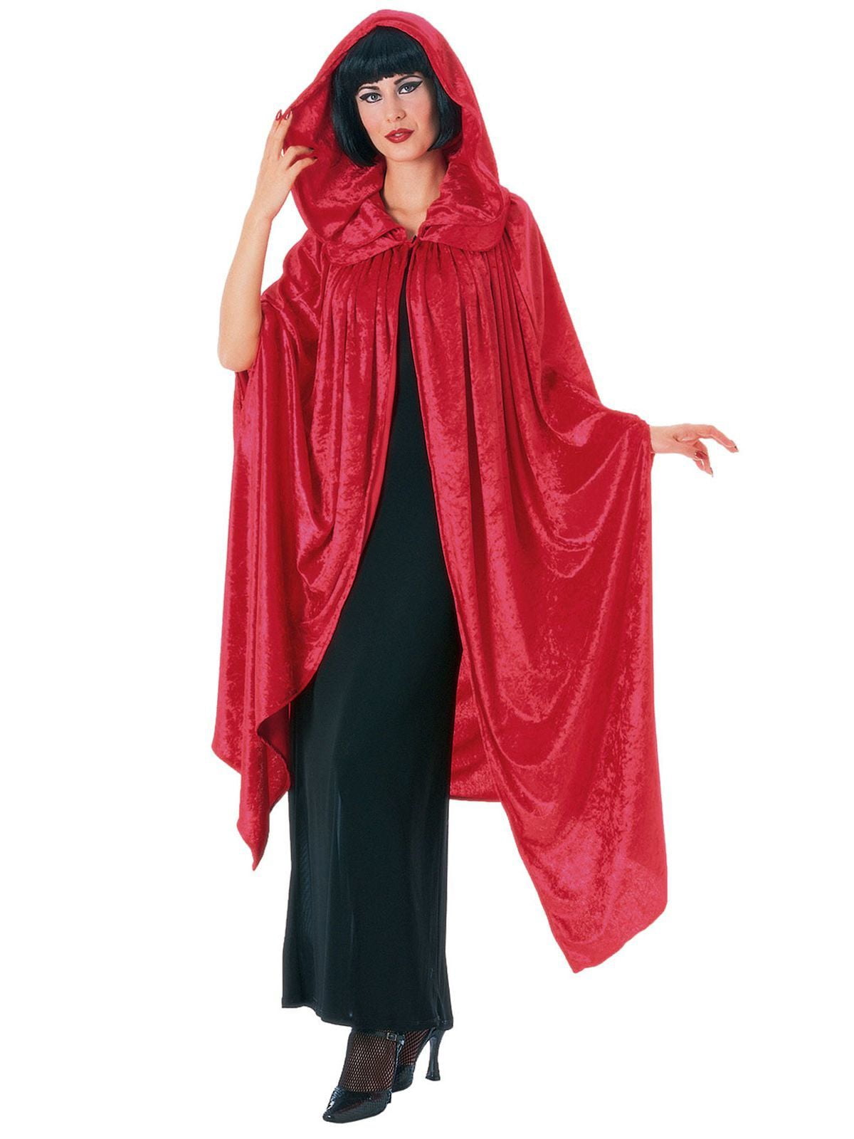 Hooded Crushed Red Velvet Cape Adult Costume - Walmart.com