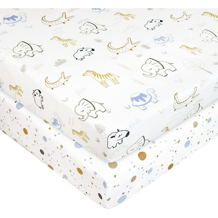 2 Pack Fitted Crib Sheet, 100% Soft Cotton, Breathable and Comfortable ...