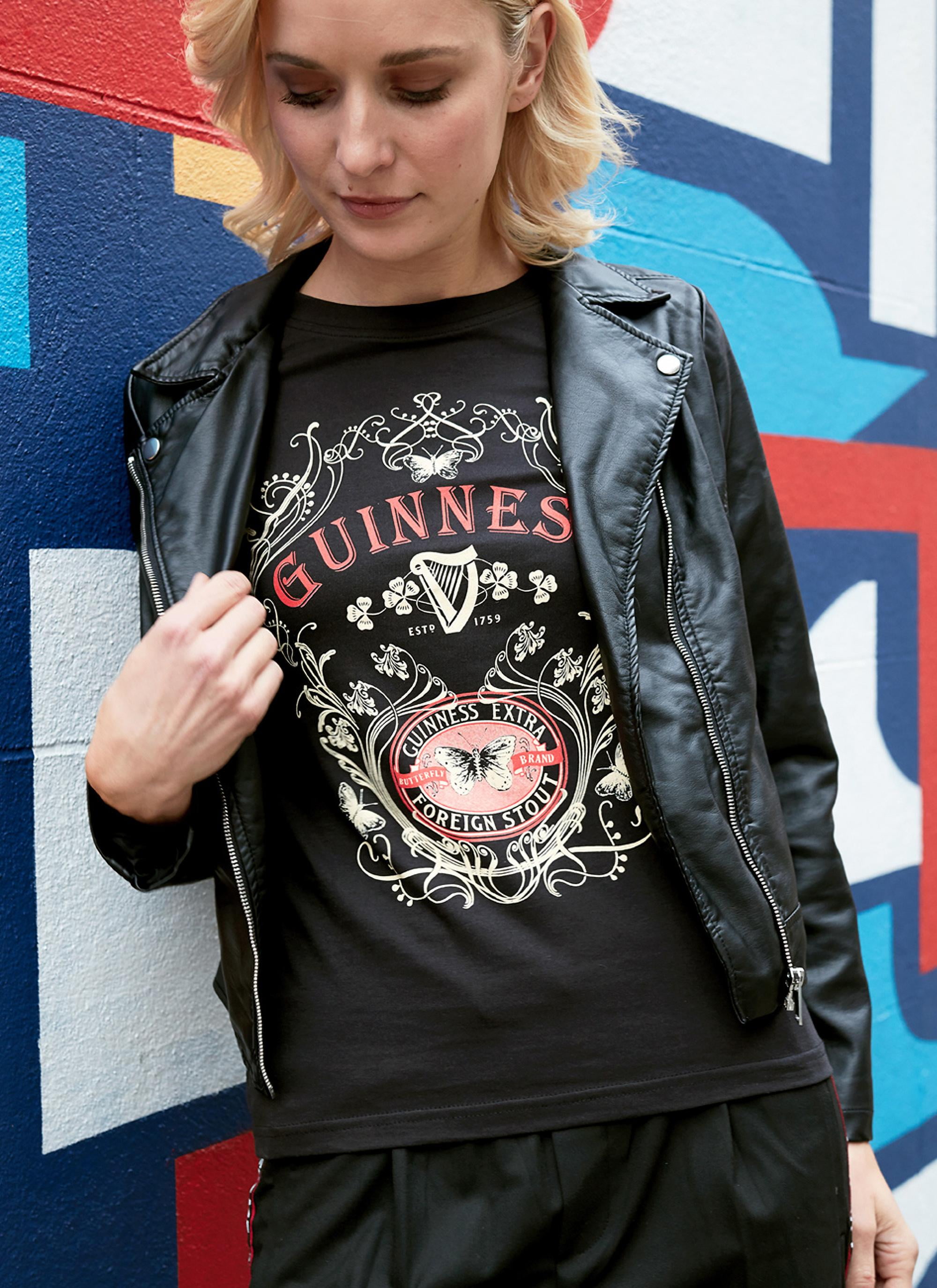 Guinness Black Ladies Butterfly T-Shirt 100% Cotton - Walmart.com