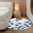 4ft Round Rug Navy Blue Floral Area Rugs for Living Room Bedroom ...