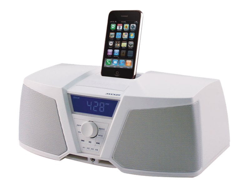 KICKER iK150 - Clock radio with Apple Dock cradle - white - Walmart.com