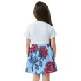 Bluebackground Roses Pattern Cotton Skirt Built-in Liner Elastic A-Line ...