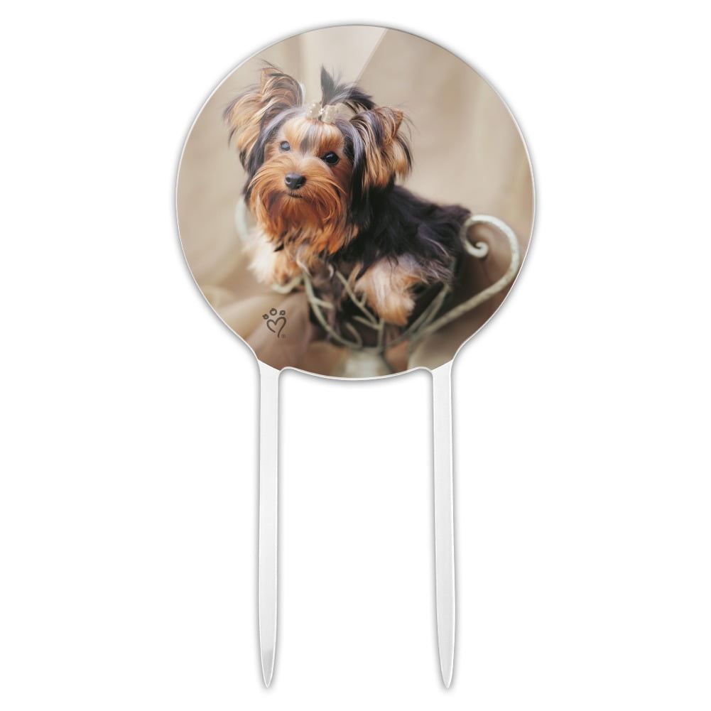 Acrylic Yorkie Yorkshire Terrier Puppy Dog Satin and Bow Cake Topper ...