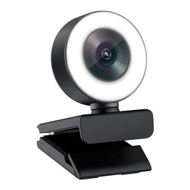 onn. Webcam with Ring Light w/3 LED Levels, Autofocus, Built-in ...