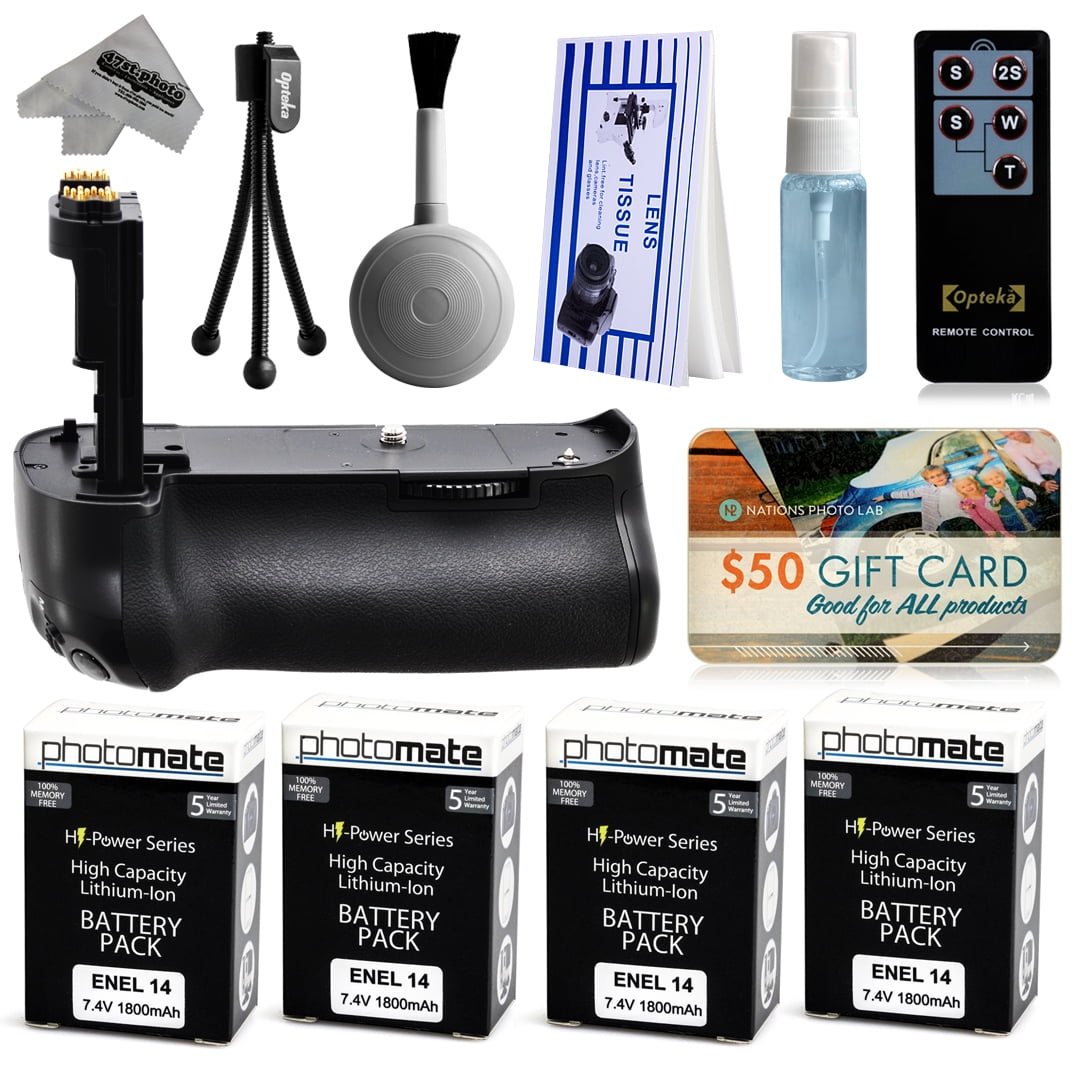 Multi Power Battery Grip + (4 Pack) Ultra High Capacity EN-EL14 ENEL14 ...