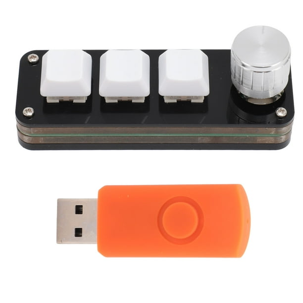 Keyboard Mini 3 Key Keypad With Knob Custom Programming Hot Swappable Blue Switch One Handed ...