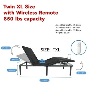 Amolife Upholstered Twin-XL Size Ergonomic Adjustable Bed Base Frame ...
