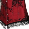 Black and Red Corsets for Women Bustier Sleeves Lace up Floral Costumes ...