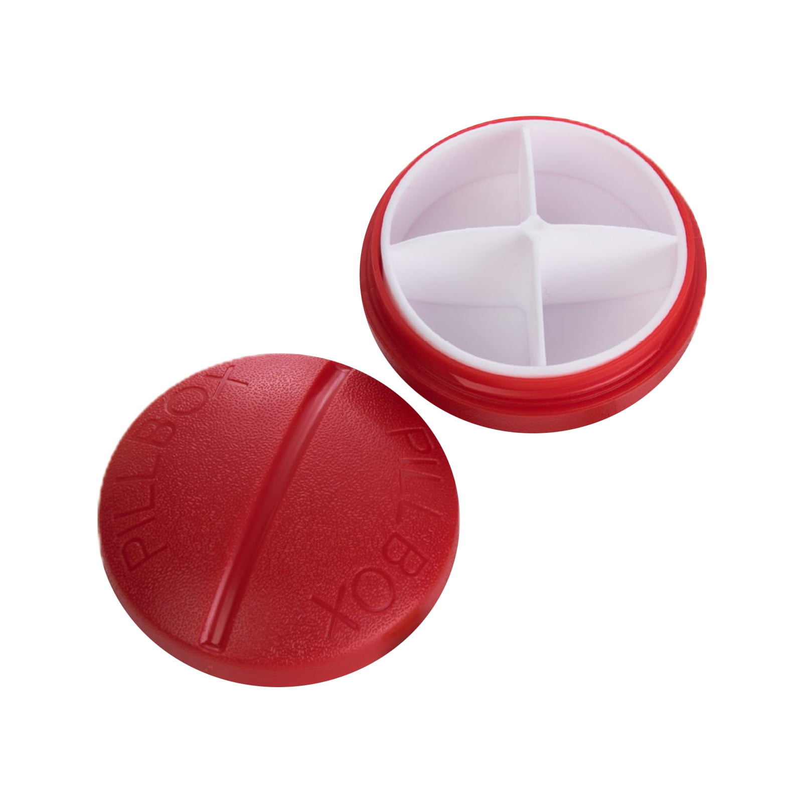 GIFZES Pill Box Round Shape 4 Compartments Portable Capsule Tablet ...