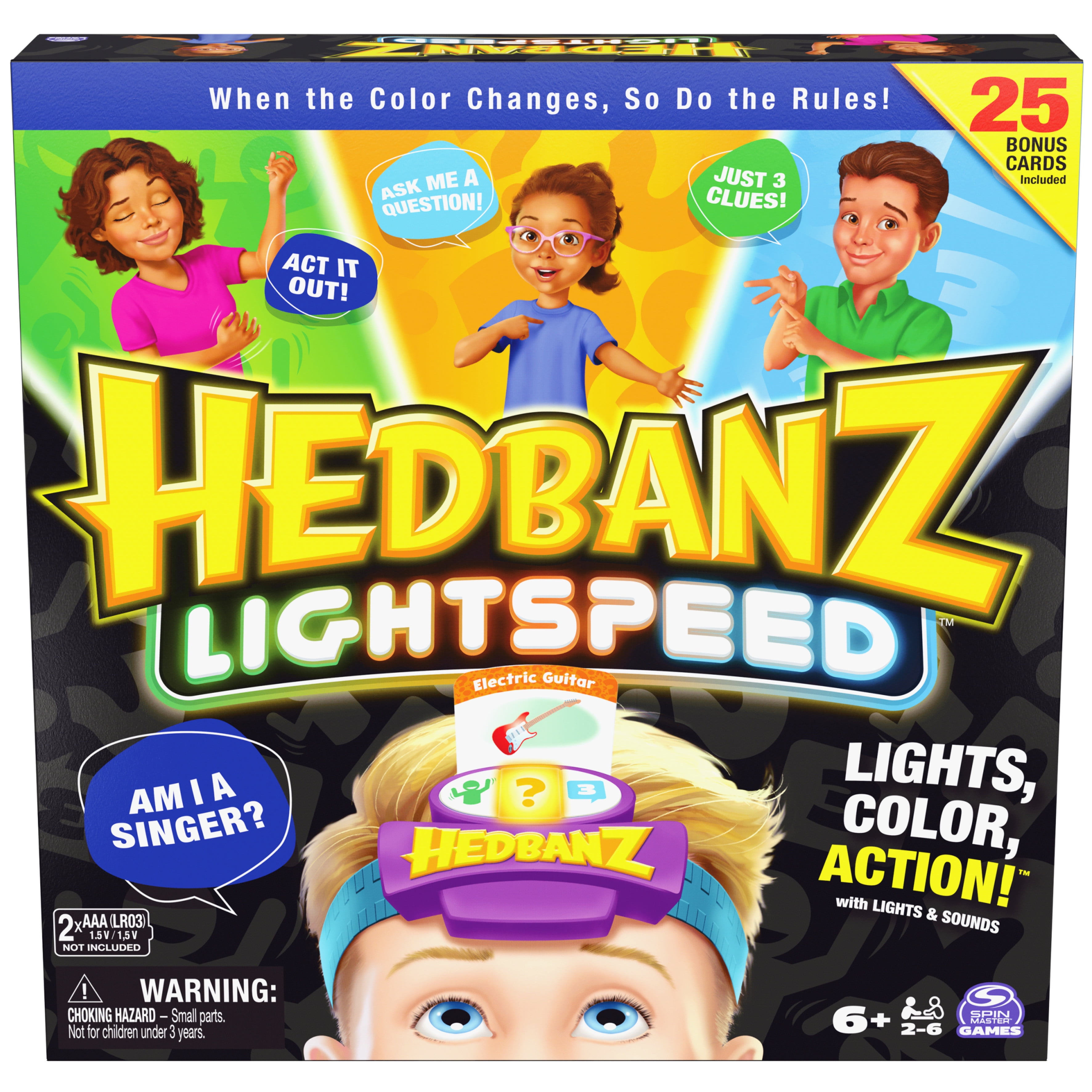 Hedbanz Lightspeed Game Walmart Exclusive with 25 Bonus Cards for Ages ...