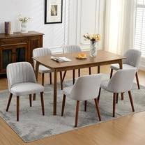 Wooden Dining Chairs Set of 6, Upholstered Kitchen Dining Room Chairs ...