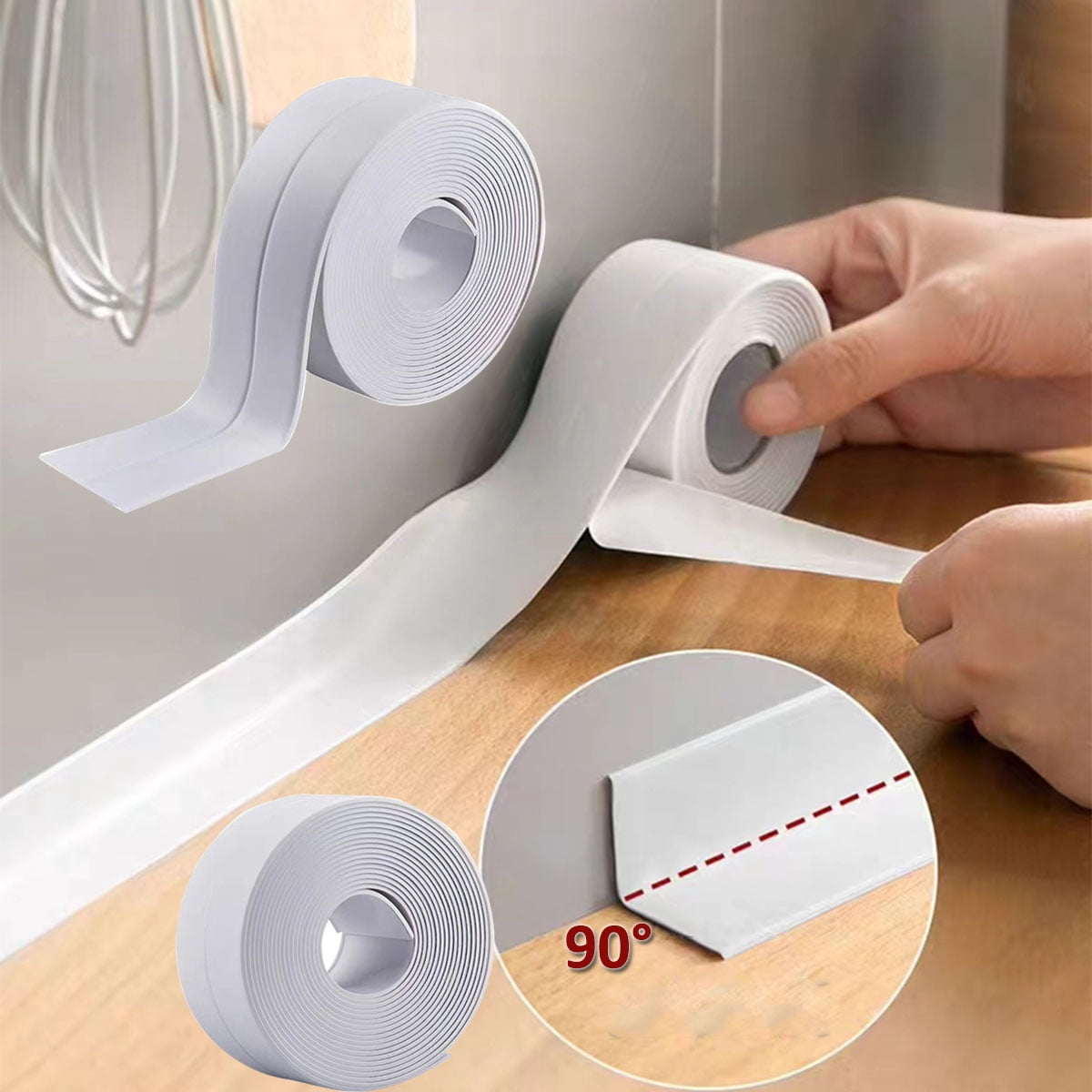 Caulk Strip Self-adhesive Tape PVC Sealing Strip Elastic Caulk Tape ...