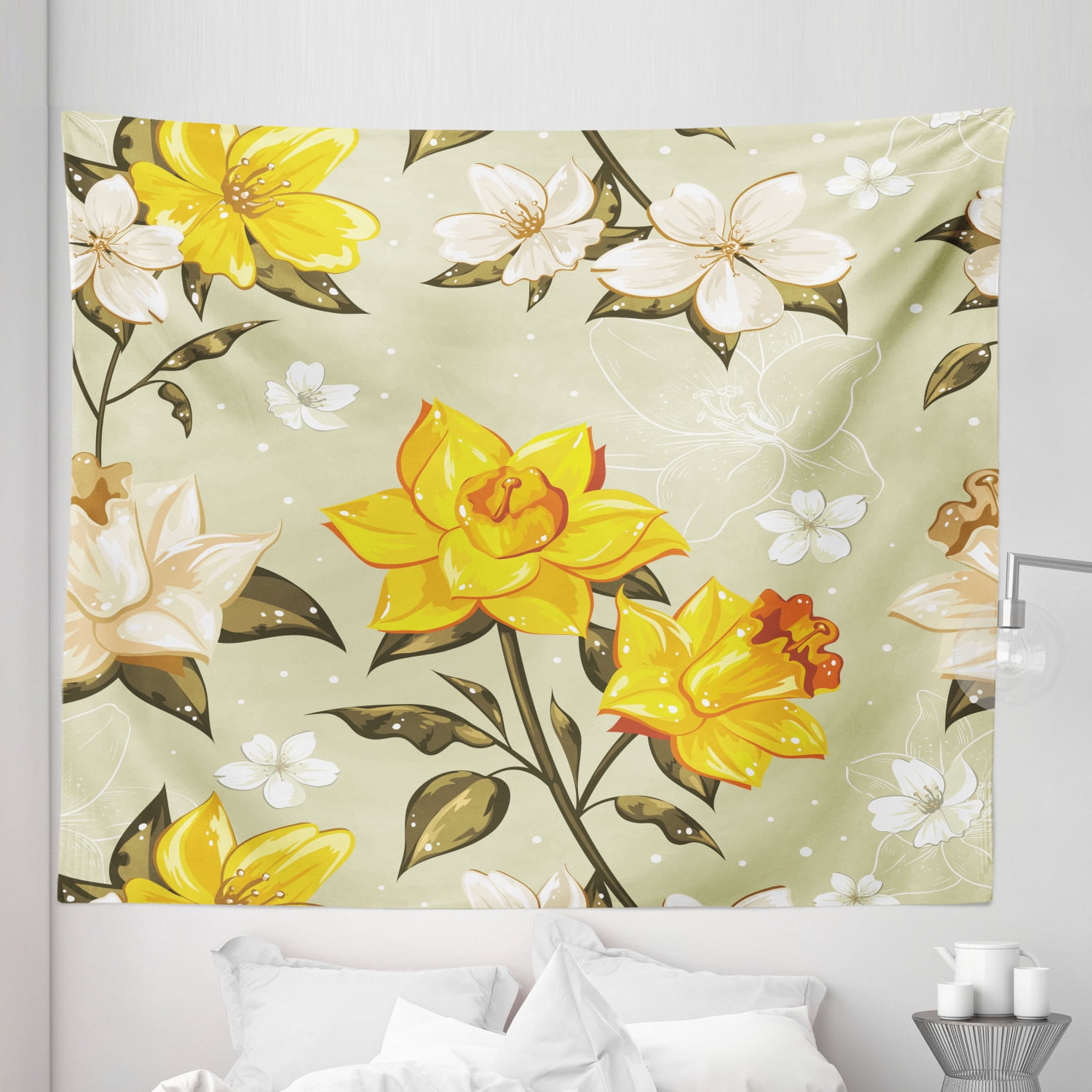 Spring Tapestry, Classy Spring Floral Narcissus Branch Pattern with ...