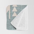 Blue-Gray and Cream Southwestern Geometric Fleece Blanket, Polyester ...