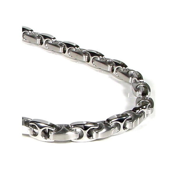 Titanium Kay Nitrogen Stainless Steel Men's Two Tone Chrome Color Link ...