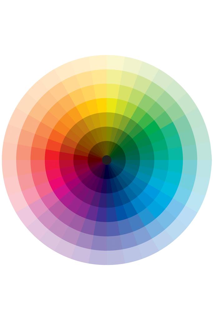 Full Spectrum Color Wheel Circle Chart Poster Graduation from Black to ...
