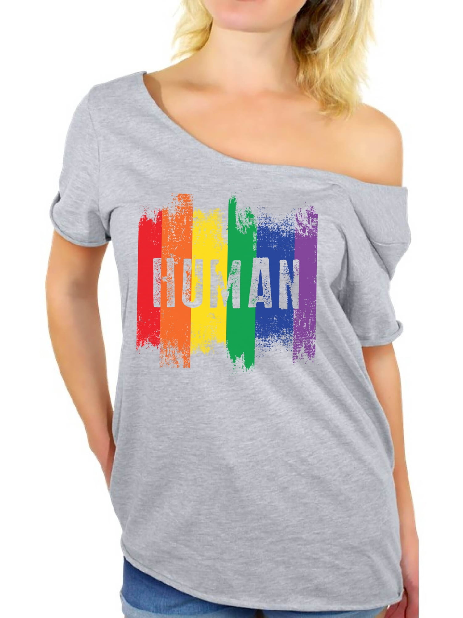 Awkward Styles Awkward Styles Human T Shirt Human Off The Shoulder