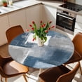 Abstract Art Round Fitted Tablecloth Navy Grey Smear Texture Graffiti ...