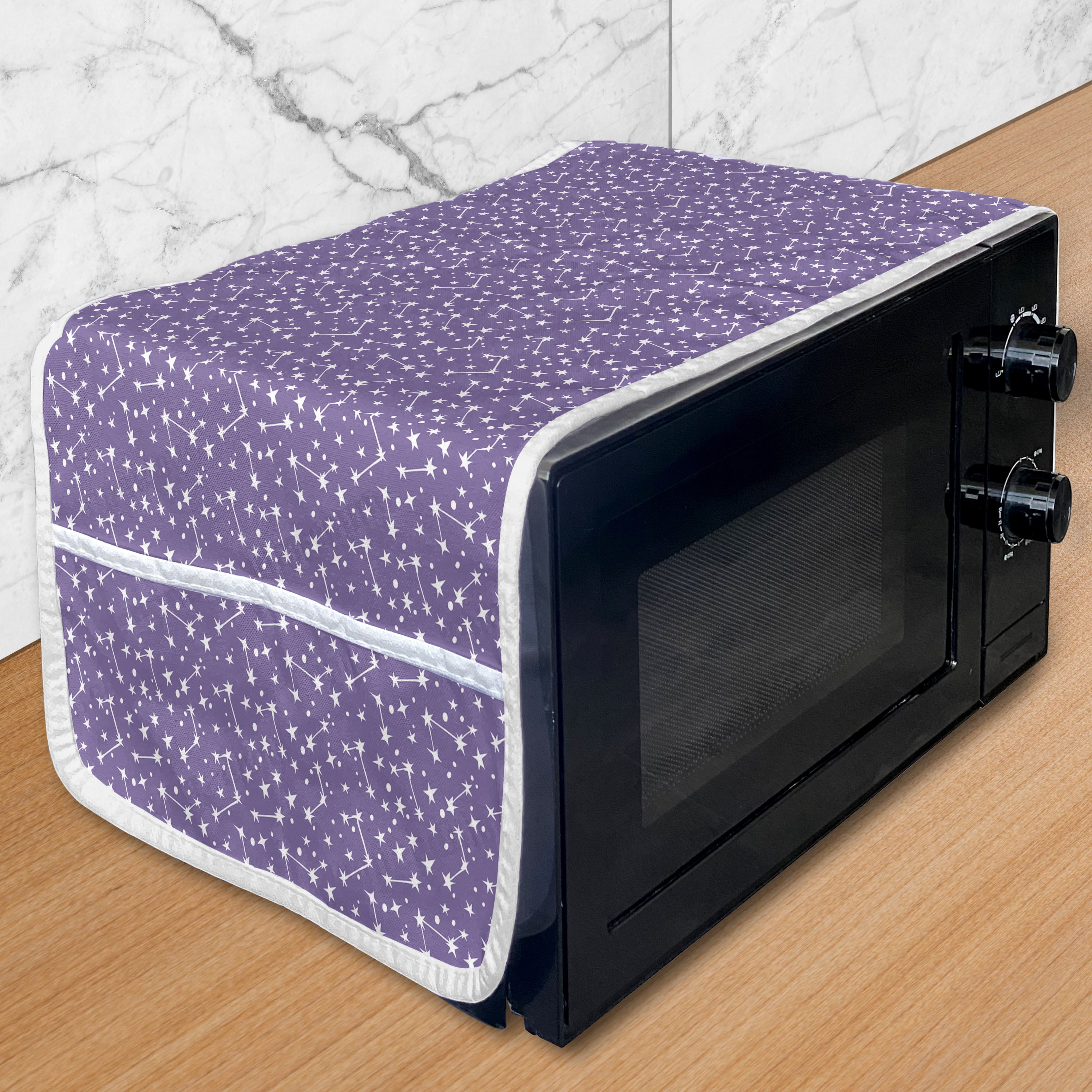 Galaxy Microwave Oven Cover, Cosmic Doodle Drawing Style Pattern with ...