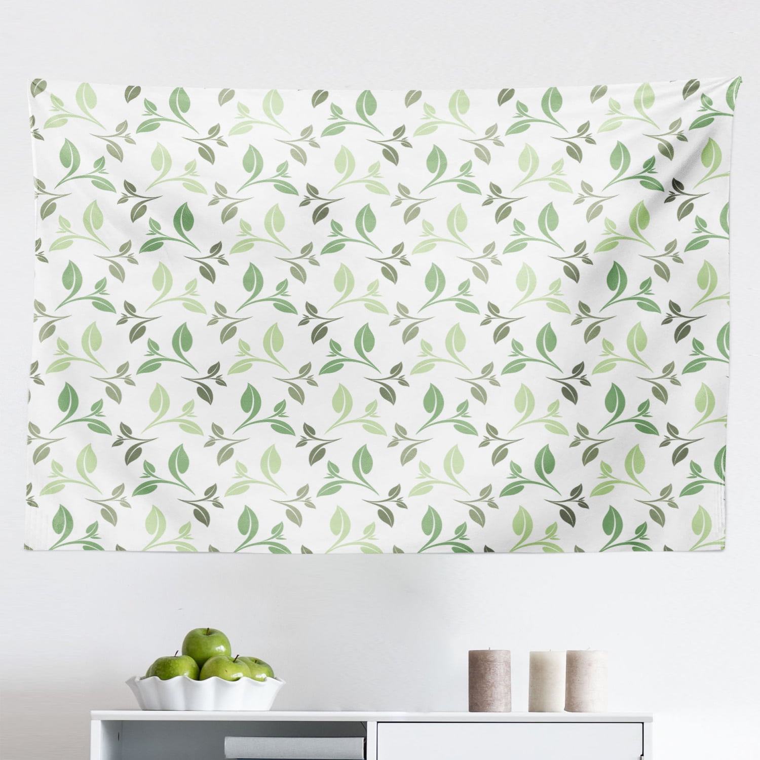 Leaf Tapestry, Vivid Fresh Watercolor Ivy Branches and Leaves with ...