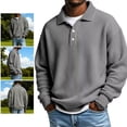 Aellinatey Casual Men's Collared Shirt Long Sleeve Waffles Knit ...