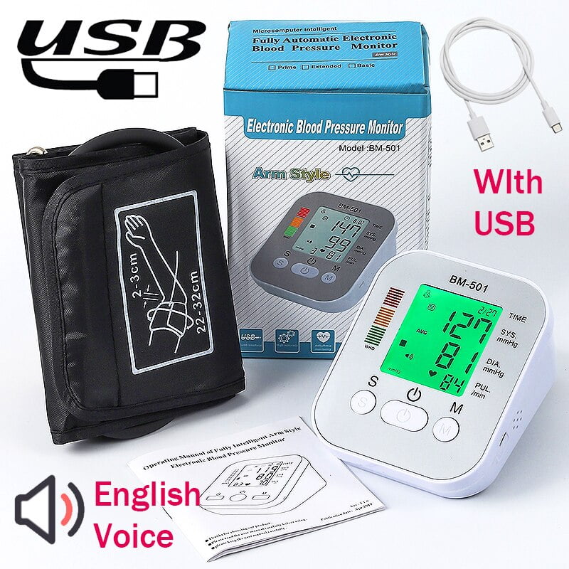 Monitor de presión Arterial automático para brazo, tonómetro Digital USB, esfigmomanómetro BP ...