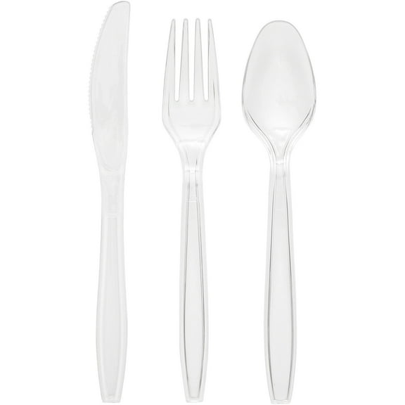 Great Value Disposable Clear Forks 100 Count Plastic Flatware for ...