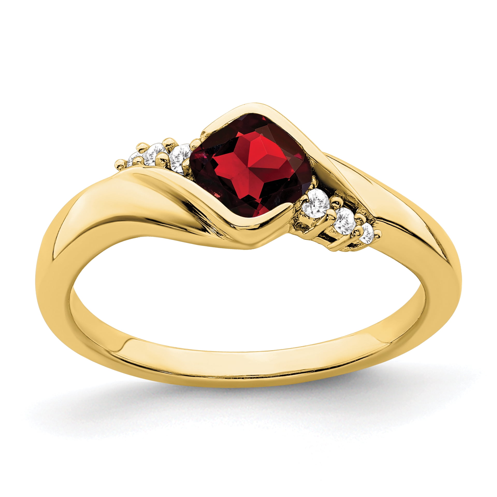 Primal Gold - Primal Gold 10 Karat Yellow Gold Garnet and Diamond Ring ...