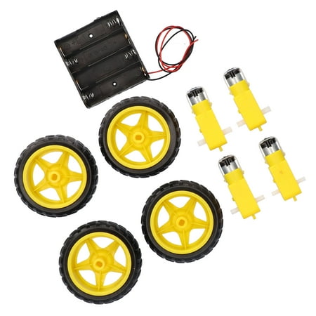Robot Car Chassis DIY Kit Includes 4 Gear Motors & 4 Wheels & 1 Battery ...