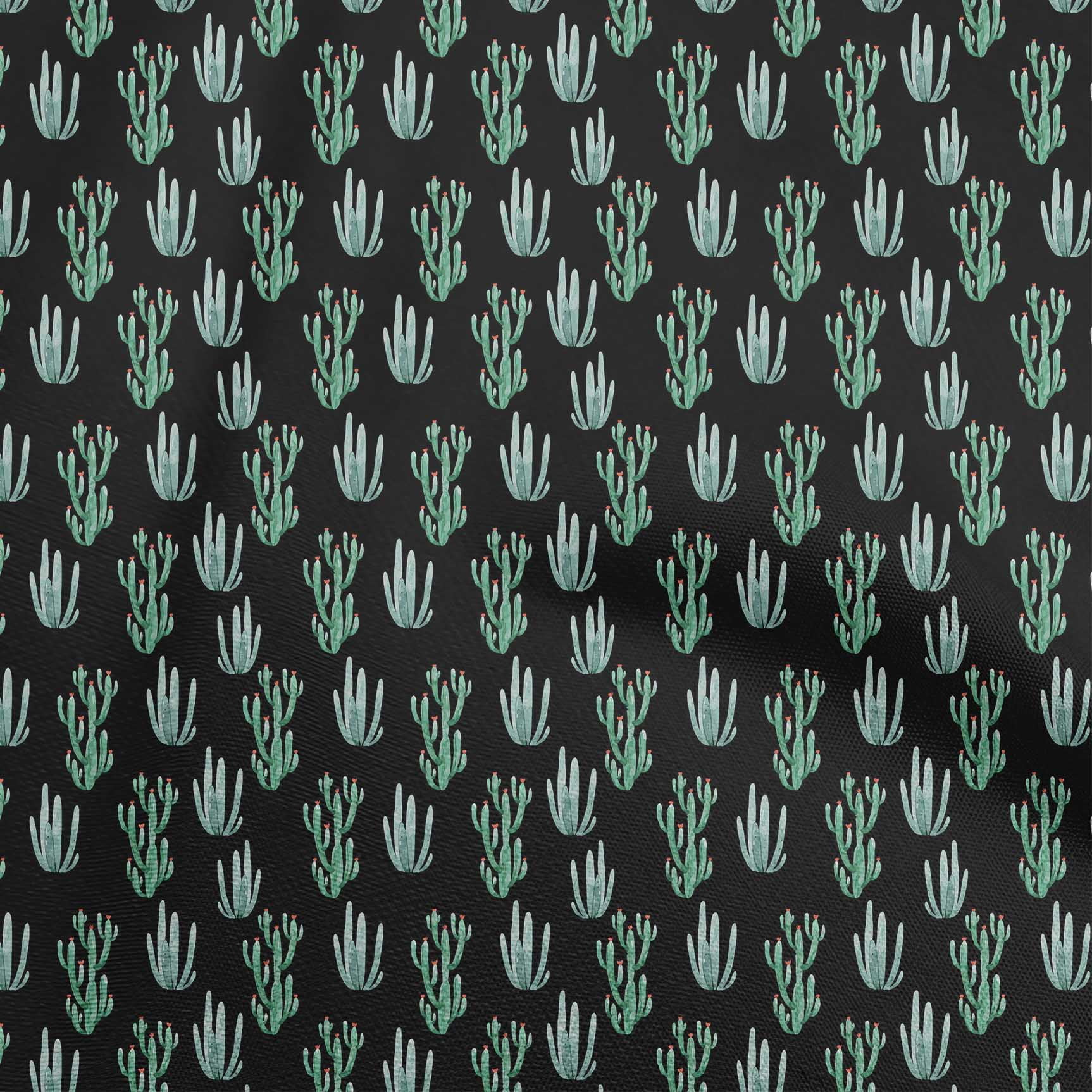 oneOone Silk Tabby Black Fabric Cactus Dress Material Fabric Print ...