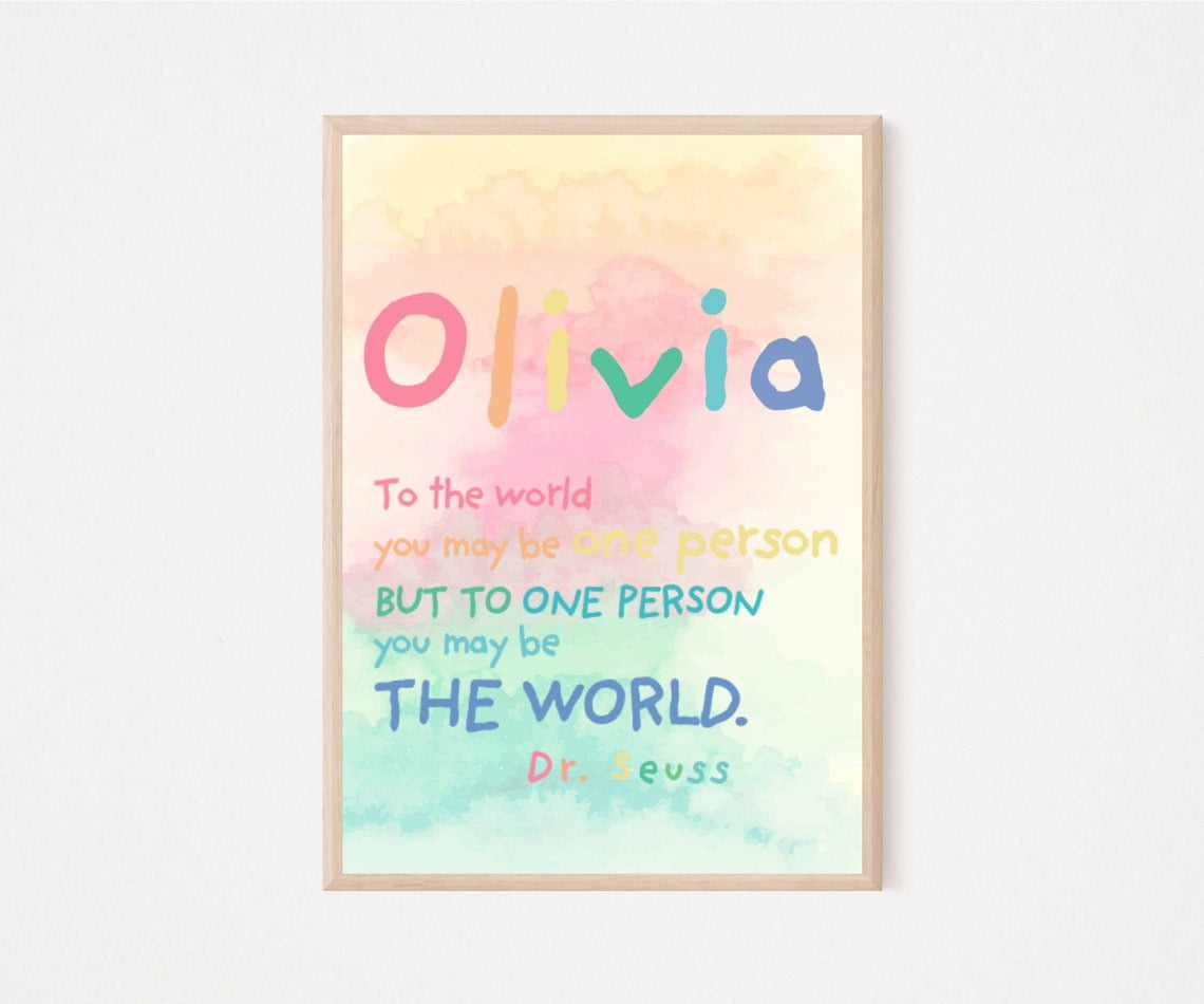 Dr Seuss Quotes Nursery Artwork Personalized Gifts table Printable ...