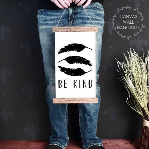 Wood Canvas Sign Wall Hanging, Be Kind Woodland Baby Nursery Wall Art ...