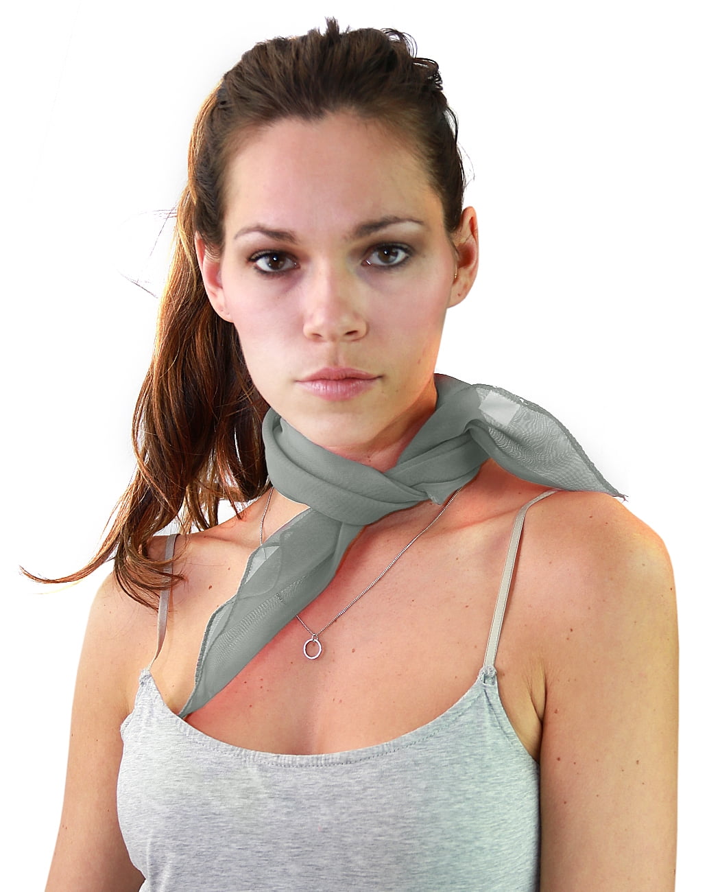 NYFASHION101 Women's Versatile Solid Sheer Chiffon Neckerchief Scarf ...