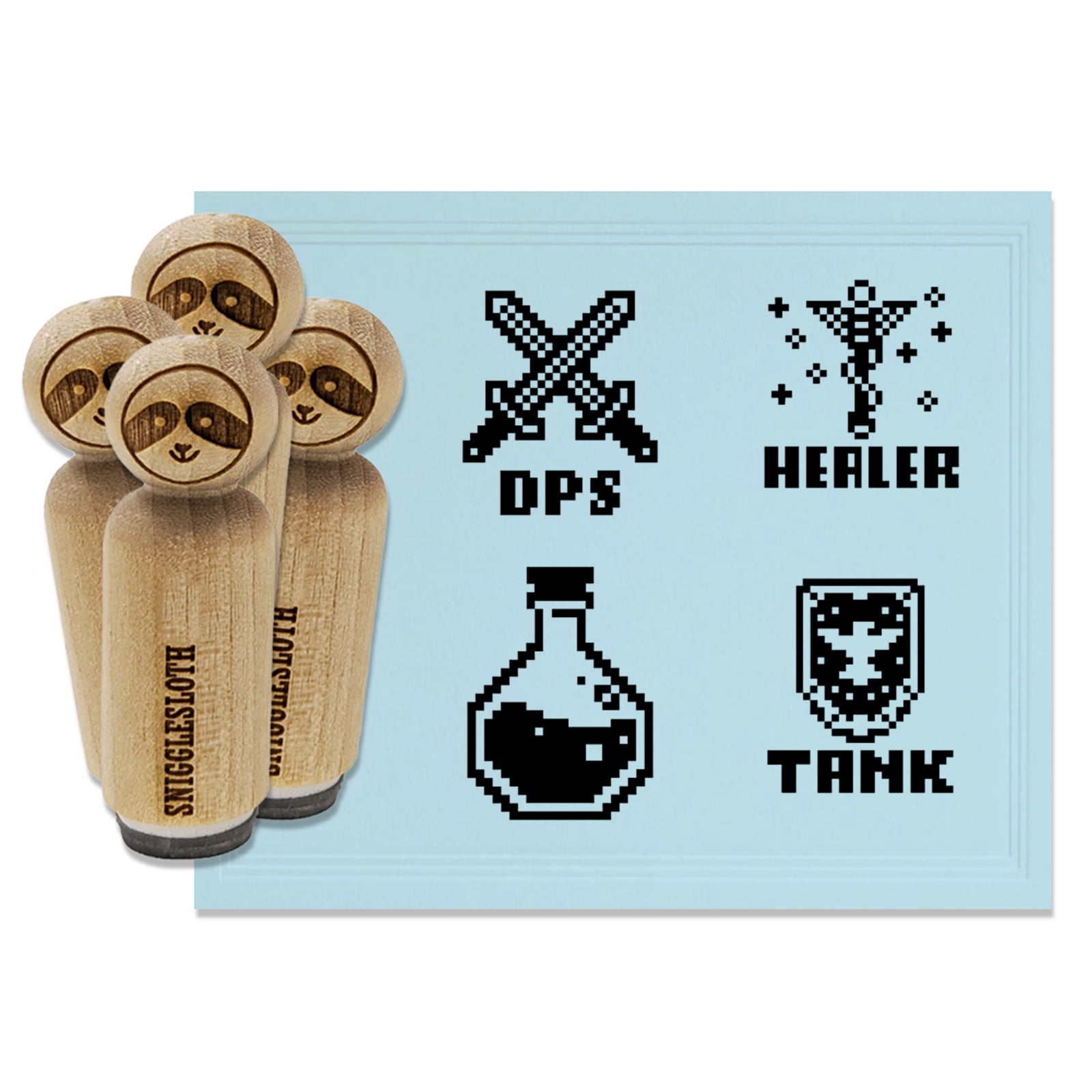 RPG Character Roles Tank Healer DPS and a Potion Rubber Stamp Set for ...