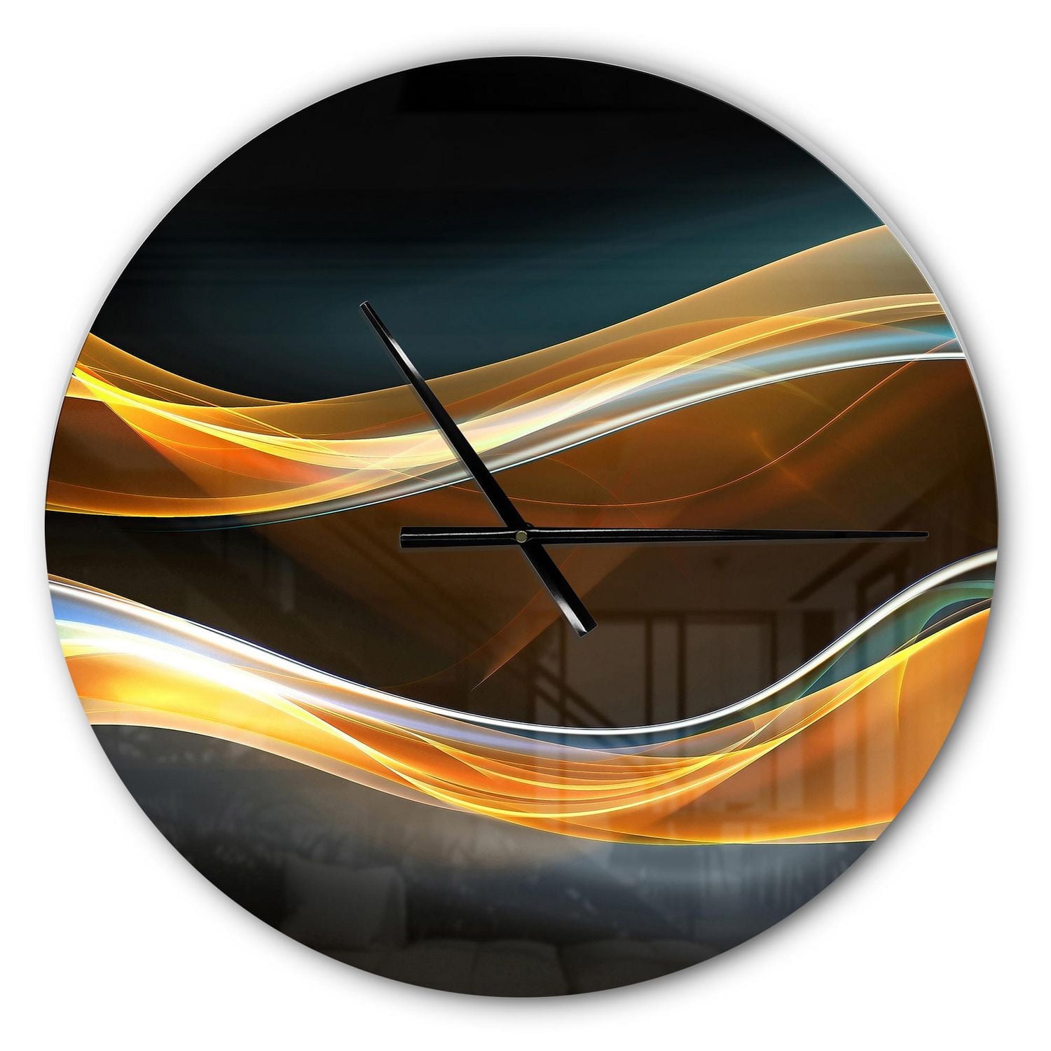 Designart '3D Gold Waves in Black ' Modern wall clock - Walmart.ca