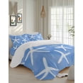 4 Piece Duvet Cover Set Full, Watercolor Coastal Blue Ocean Starfish ...