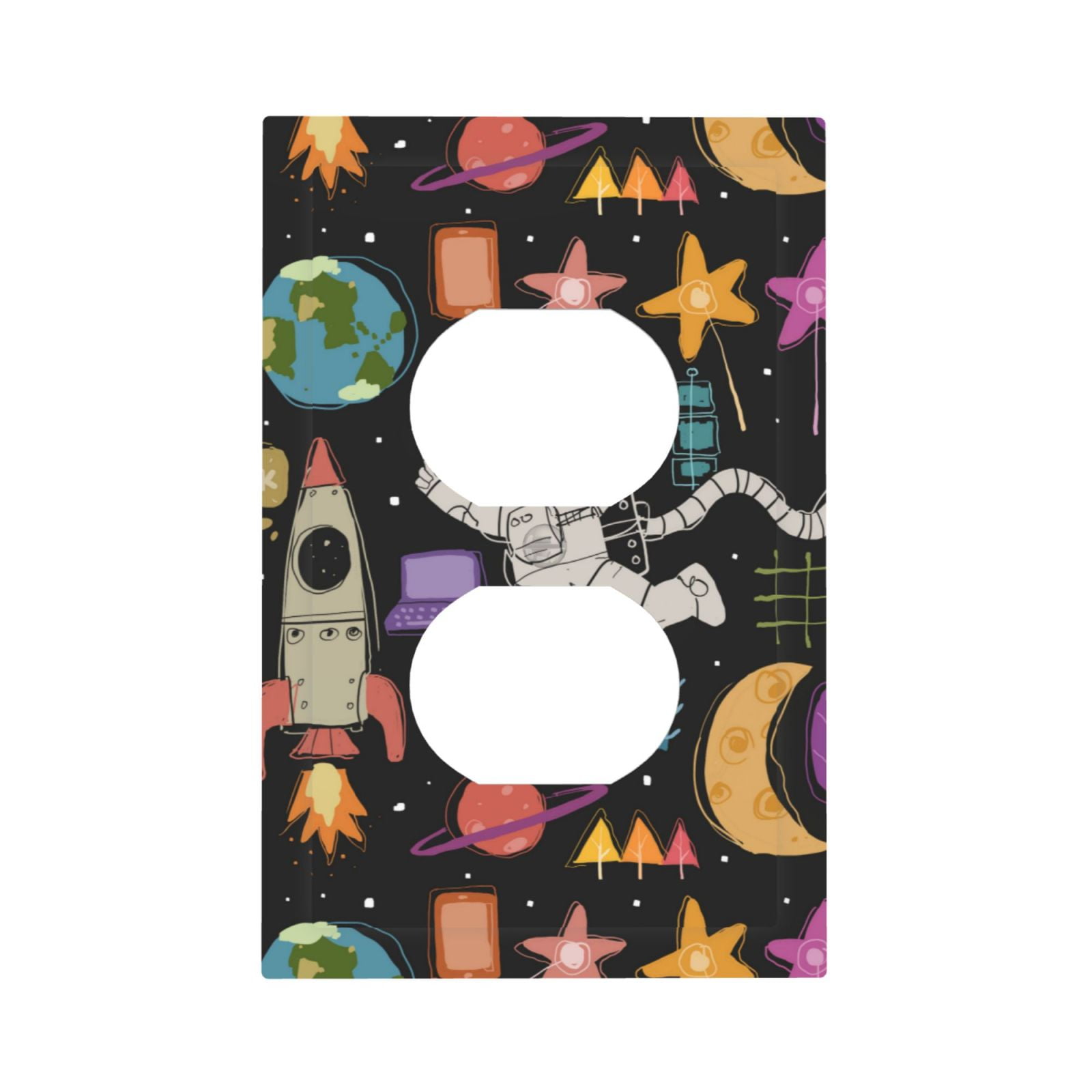 DouZhe 1-Gang Duplex Outlet Cover, Fantasy Astronaut Space Rocket ...