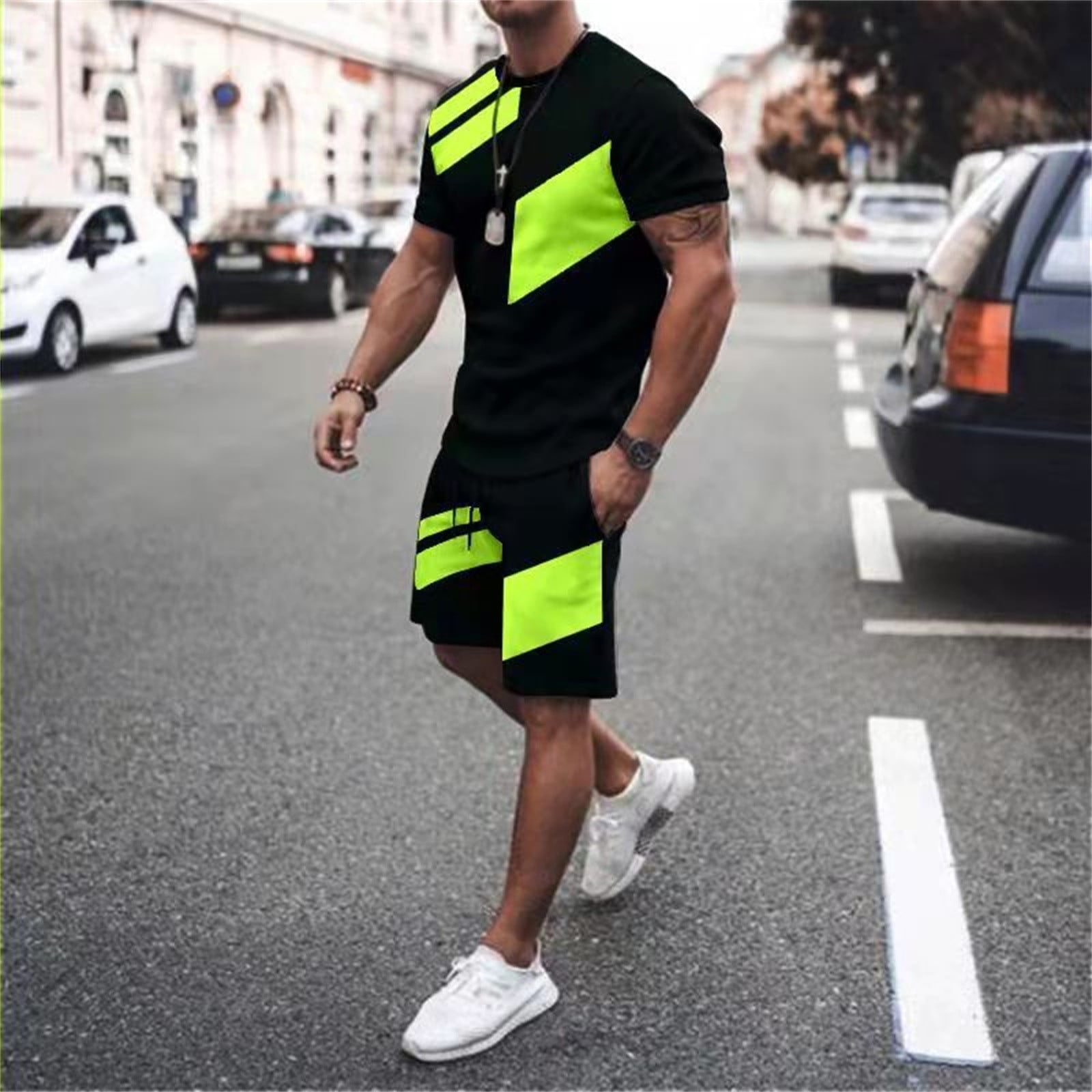 Akiihool Matching Short Sets for Men Men's 2 Piece Set Short Sleeve ...