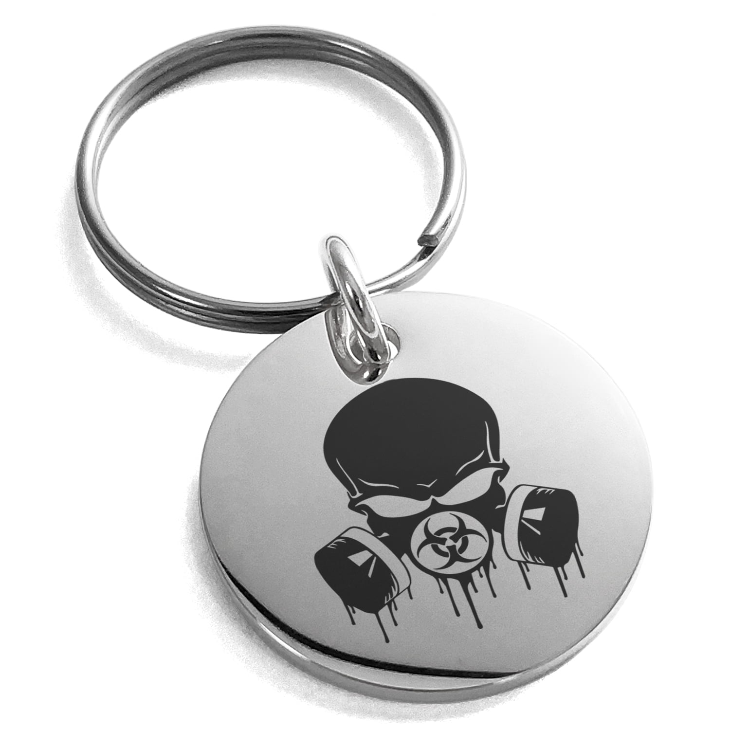 Stainless Steel Biohazard Skull Gas Mask Engraved Small Medallion ...