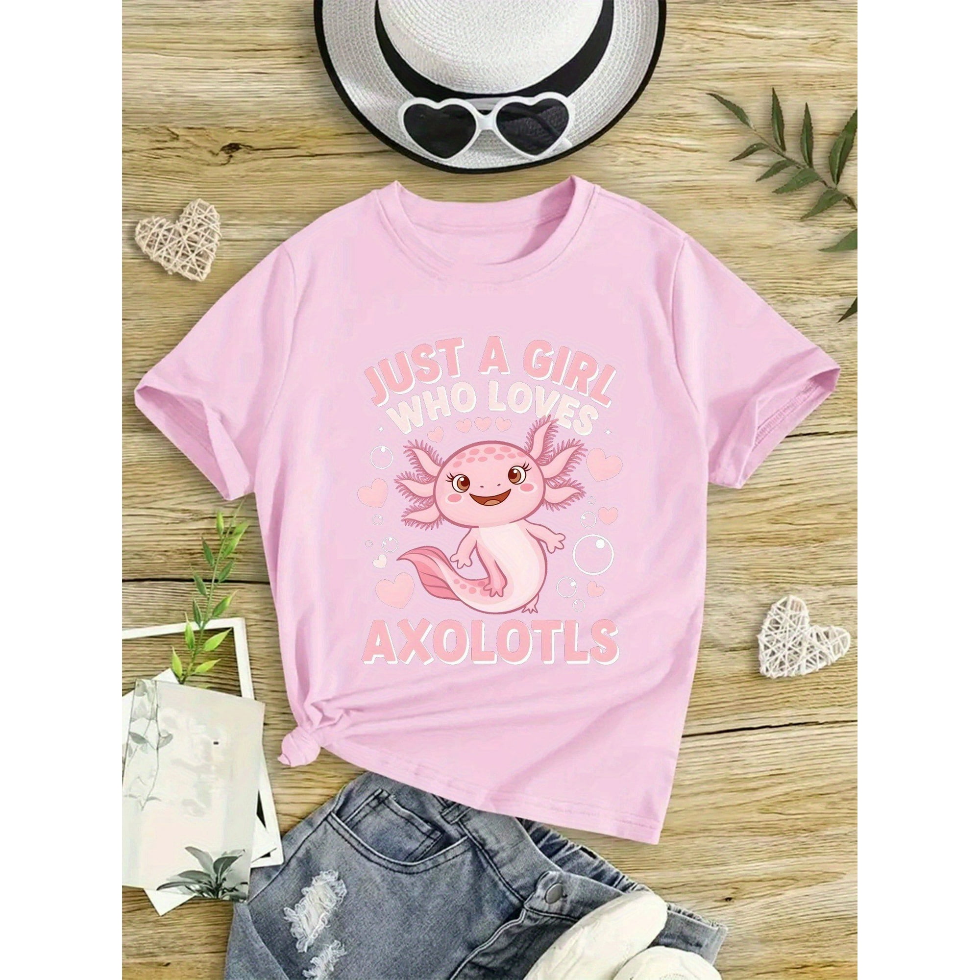 Click here for Generic Just A Girl Who Loves Axolotls Girls Cotto... prices