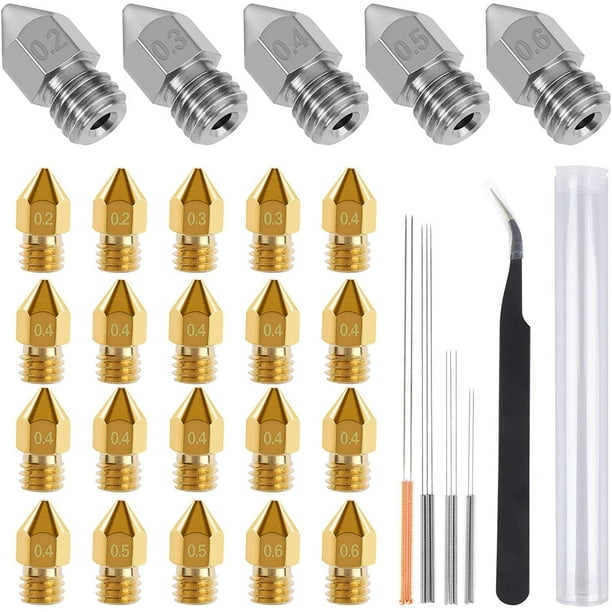 3D Printer Nozzle Kit Including 20 Pieces Brass Nozzles, 5 Pieces ...