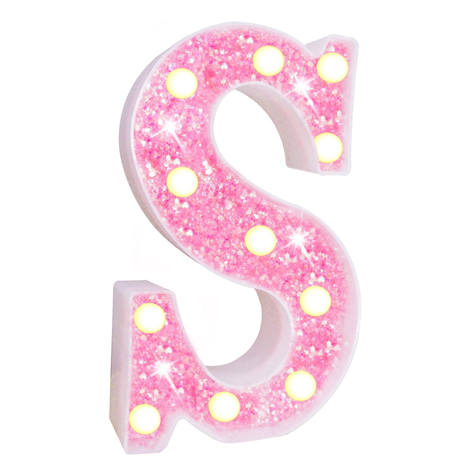 Washranp LED Letter Lights Sign,Light Up Pink Glitter Alphabet Sign ...
