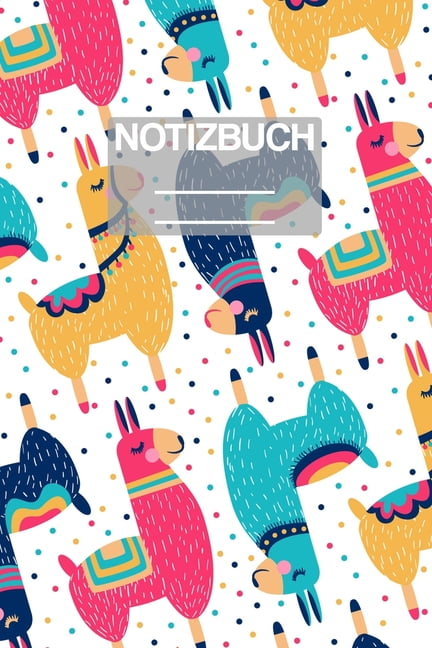 Notizbuch A5 Muster Zeichnung Bunte Lamas Llama Alpaka : - 111 Seiten ...