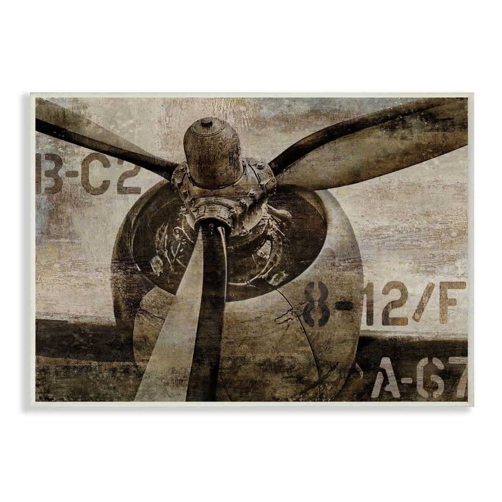 Stupell Industries Airplane Rotor Vintage Wood Texture Design Wall ...