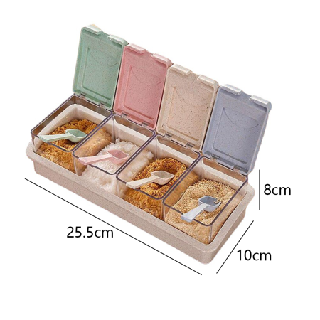 4 Piece/Set Wheat Straw Plastic Seasoning Jar Set, Kitchen Condiment ...