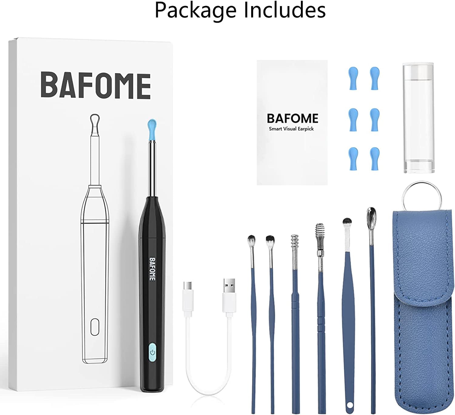 Buy BAFOME Earwax Cleaner Kit, 500W Wireless Otoscope with 12 Pieces of ...