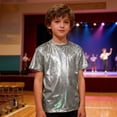 Children Boys Girls Glitter Shiny Metallic T Shirt Short Sleeve Jazz ...