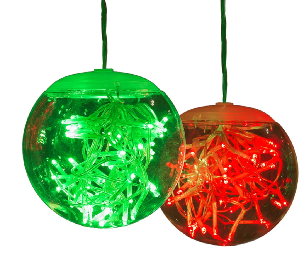 GE StayBright 2 count 100 LED Transparent Globe Set Red and Green ...