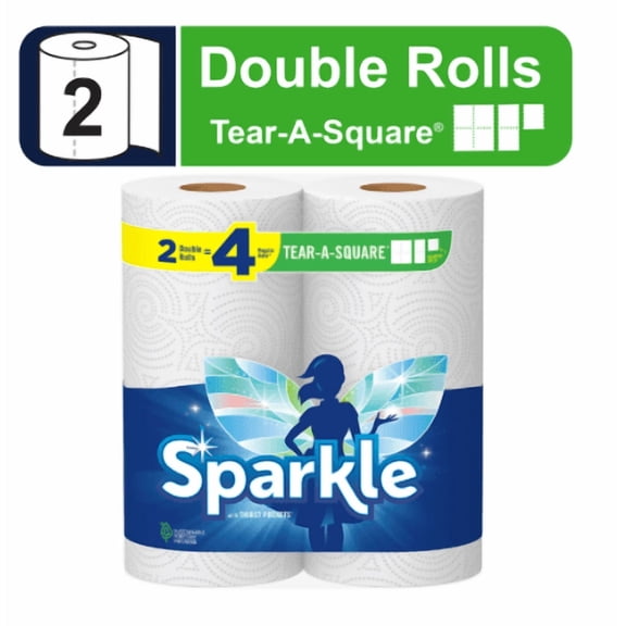 Sparkle Thirst Pockets Paper Towels, White, 6 Double Rolls, Pick-A-Size ...