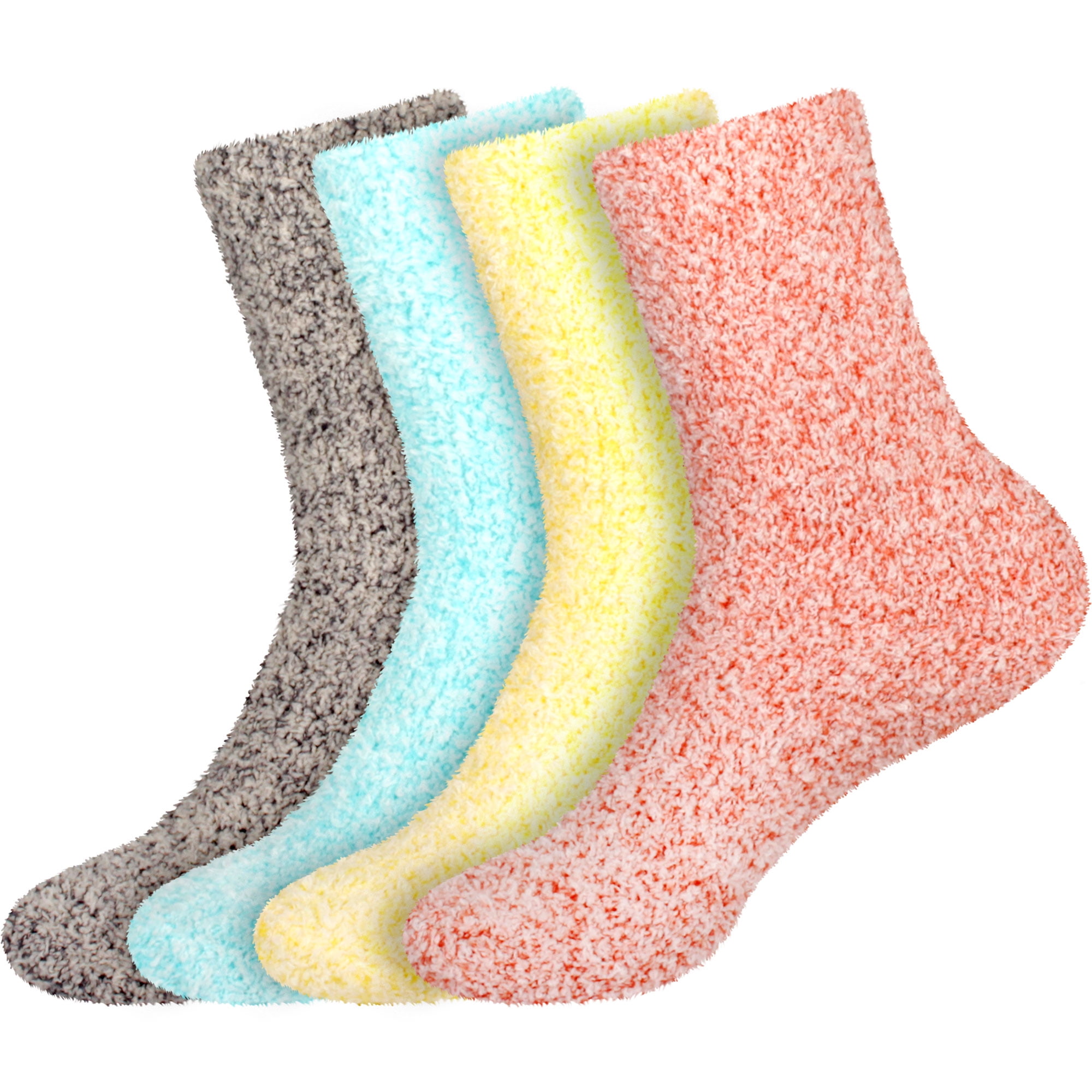 Women's Extra Large Fuzzy Warm Feather Soft Socks - Assortment 4C ...